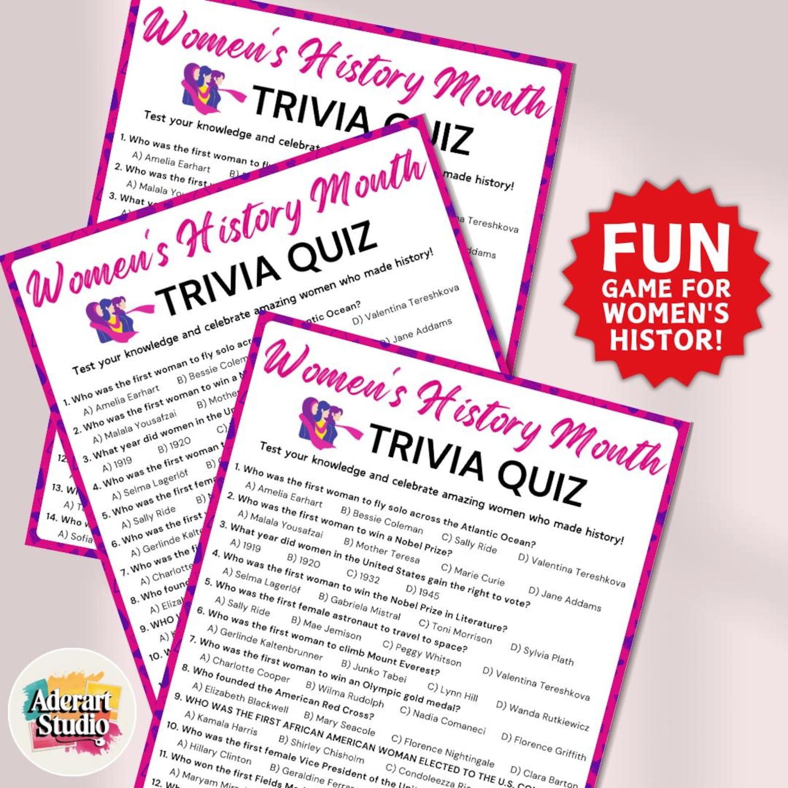 Women's History Month Trivia Game, Famous Women Quiz, Women's Day Quiz ...