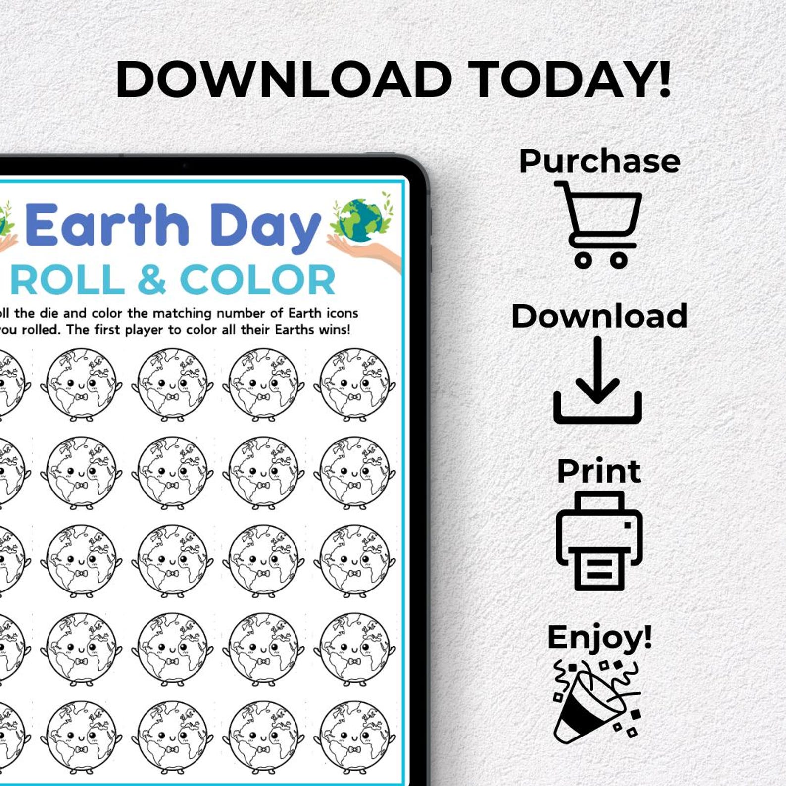 Printable Earth Day Roll and Color Game, Toddler and Preschool Dice ...