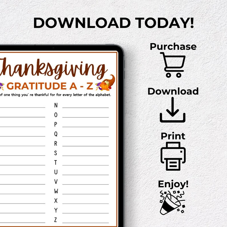 Thanksgiving Gratitude A - Z Game, Thanksgiving Printable Games ...
