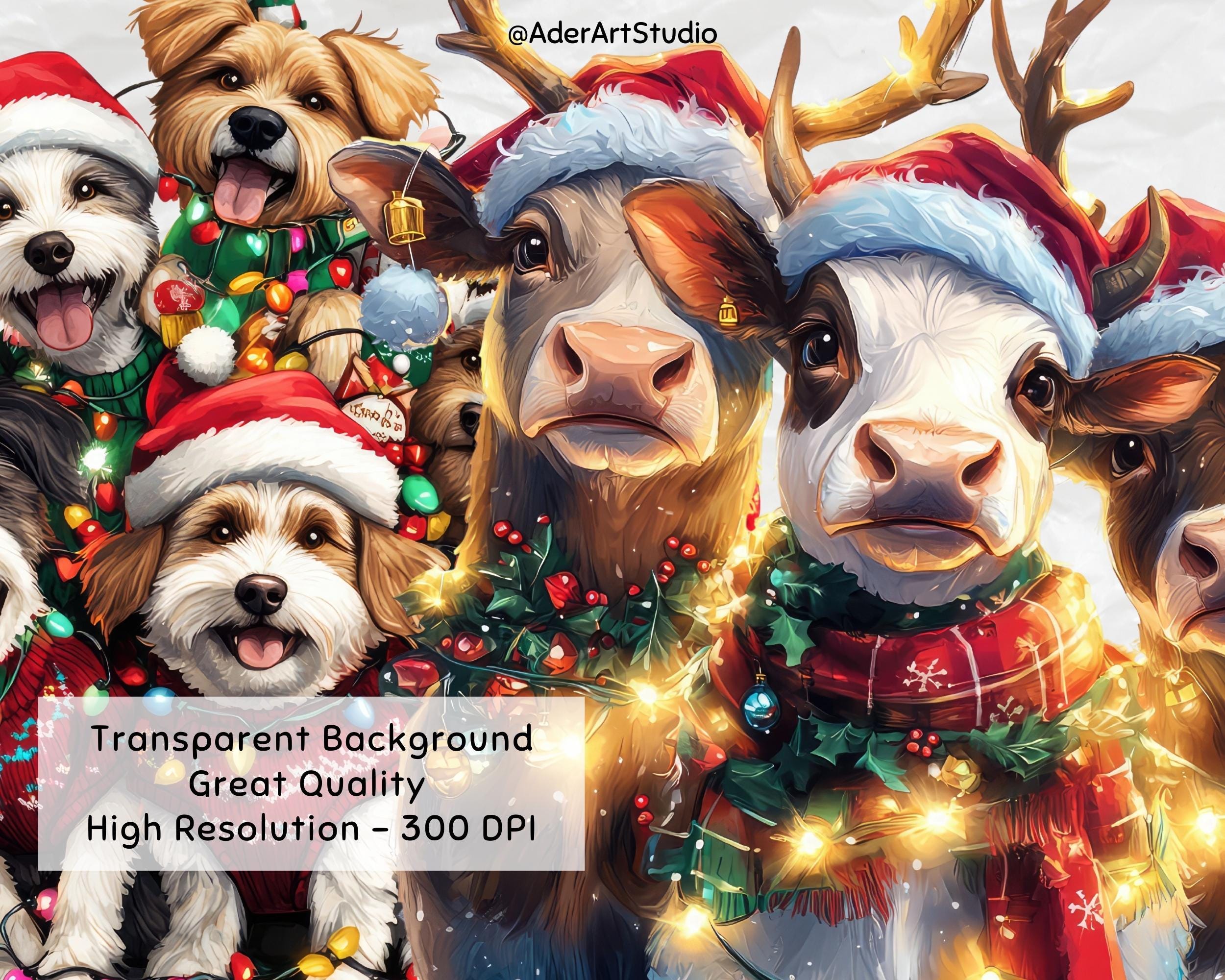 Christmas Farm Animals Clipart Bundle, Christmas Animals, Farm Animal ...