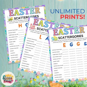 Easter Scattergories Games Bundle, Easter Party Games, Easter Word ...