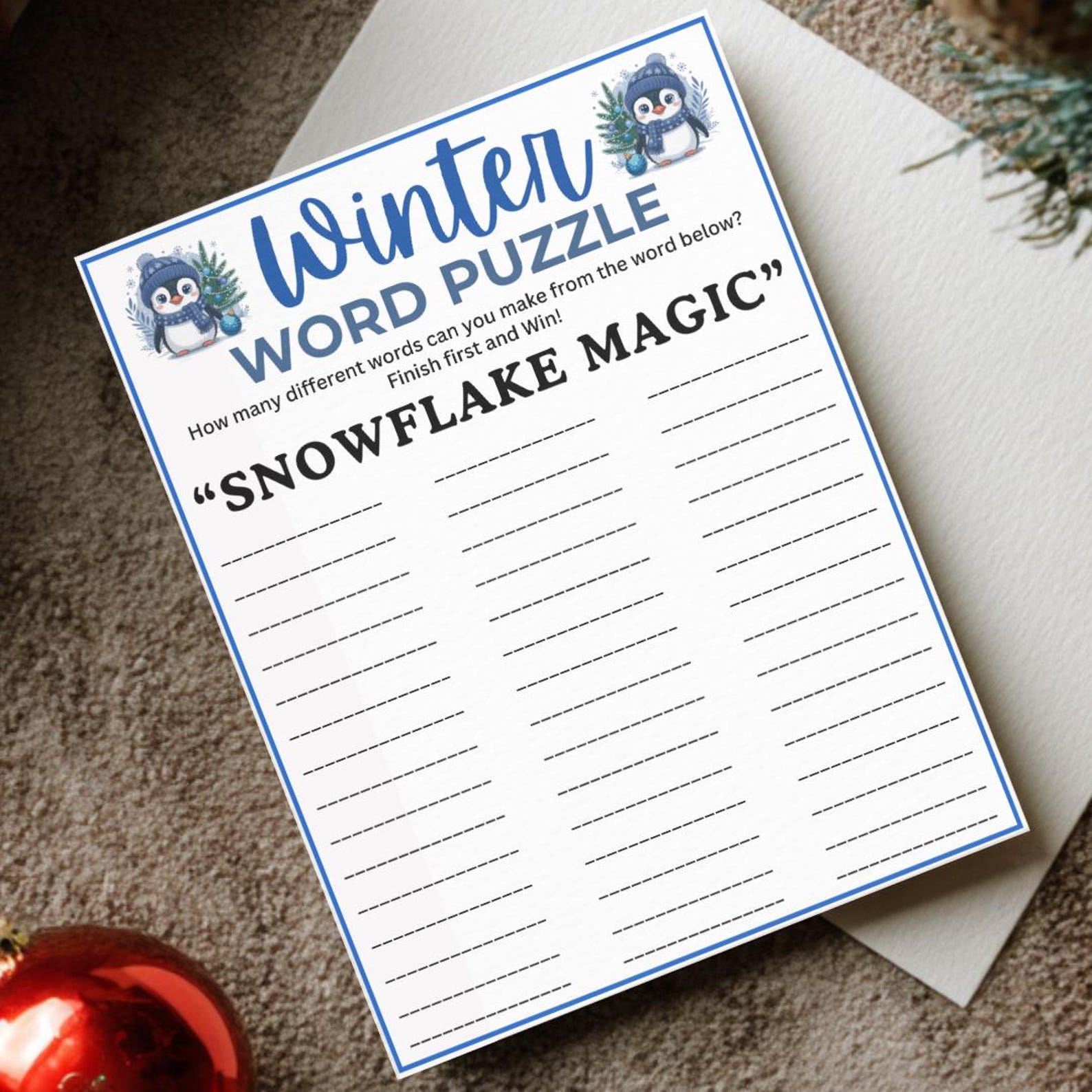 Winter Word Puzzle Game, Winter Word Games, Fun Holiday Game, Christmas ...