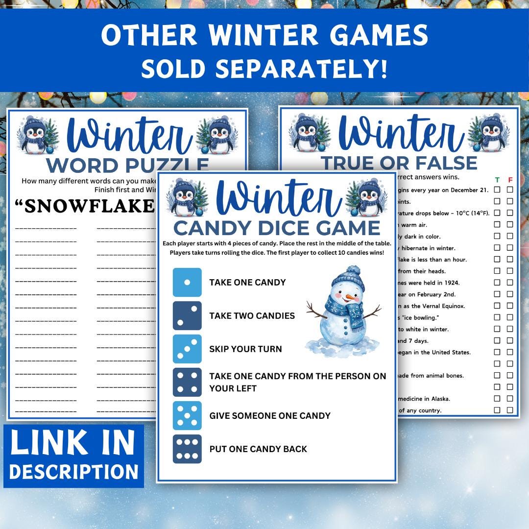 Winter Scattergories Game, Printable Winter Game, 4 Scattergories Lists ...