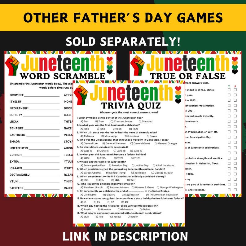 Juneteenth Fact or Fiction Game, True or False Quiz, Juneteenth Trivia ...
