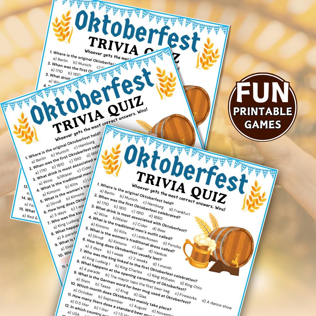 Oktoberfest Trivia Game, Printable Oktoberfest Games, Oktoberfest Party ...