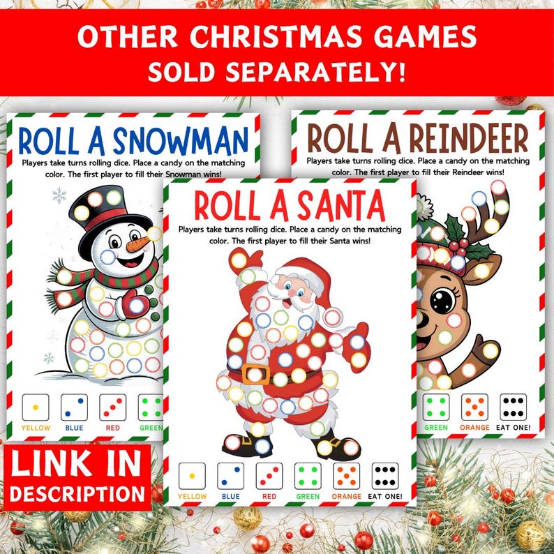 Roll A Gingerbread Dice Game, Printable Christmas Game for Kids Adult ...
