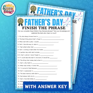 Father's Day Finish the Phrase Game, Fathers Day Trivia Game, Printable ...