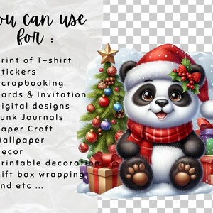 Watercolor Christmas Panda Clipart Bundle, Panda Christmas Illustration ...