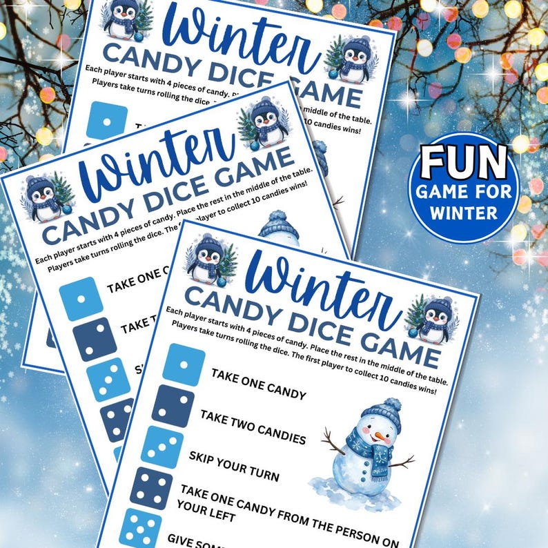Winter Candy Dice Game, Printable Winter Party Games, Holiday Party ...