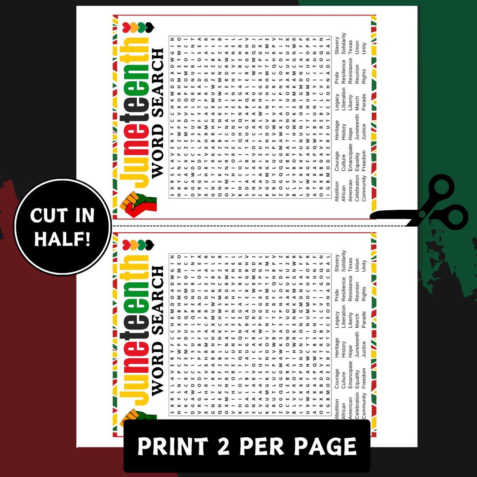 Juneteenth Word Search Game, Printable Juneteenth Games, Juneteenth ...
