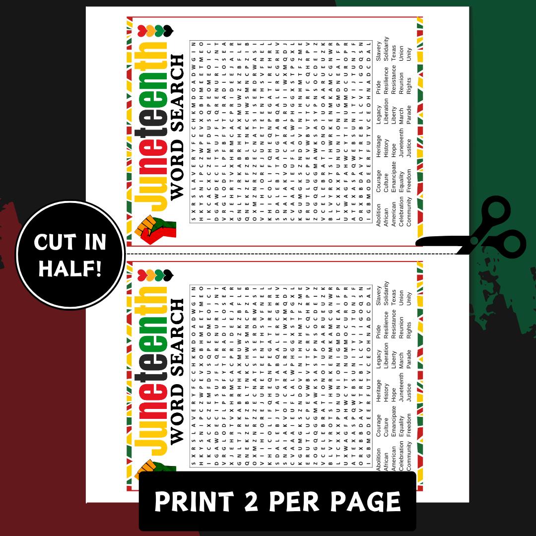 Juneteenth Word Search Game, Printable Juneteenth Games, Juneteenth ...