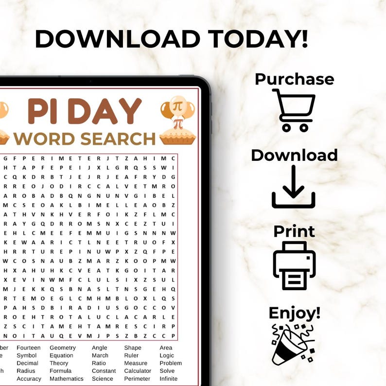 Pi Day Word Search Game, Printable Pi Day Games, Classroom Pi Day ...