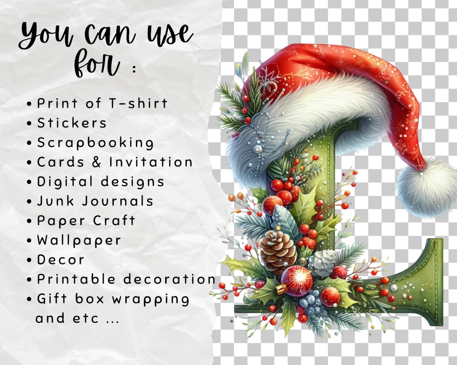 Christmas Alphabet and Numbers Clipart, Christmas Letters, Christmas ...