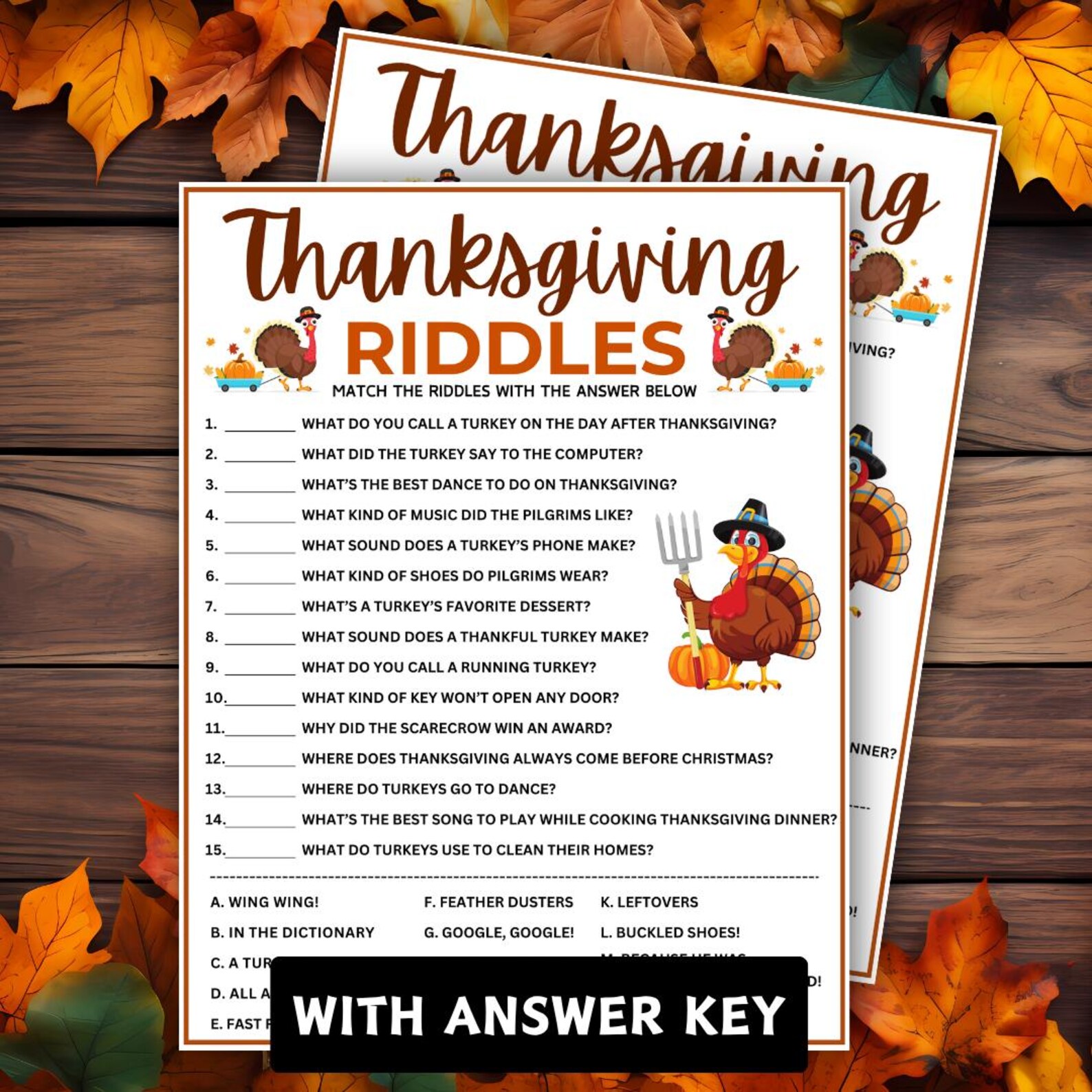 Thanksgiving Riddles Game With Answers, Printable Thanksgiving Game for ...