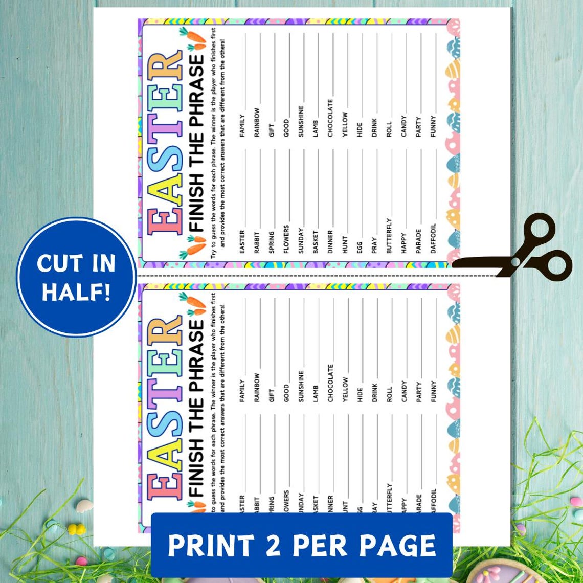 Easter Finish the Phrase Game, Finish My Phrase, Printable Word Games ...