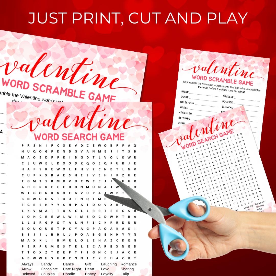 Valentine's Day Word Game Printable Bundle, Valentine Party Games, Fun ...