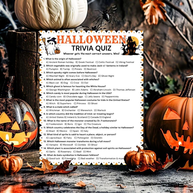 Halloween Trivia Game, Holiday Trivia Quiz, Printable Halloween Game ...