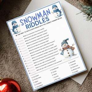 Snowman Riddles Game, Riddle Me This, Printable Winter Activities ...