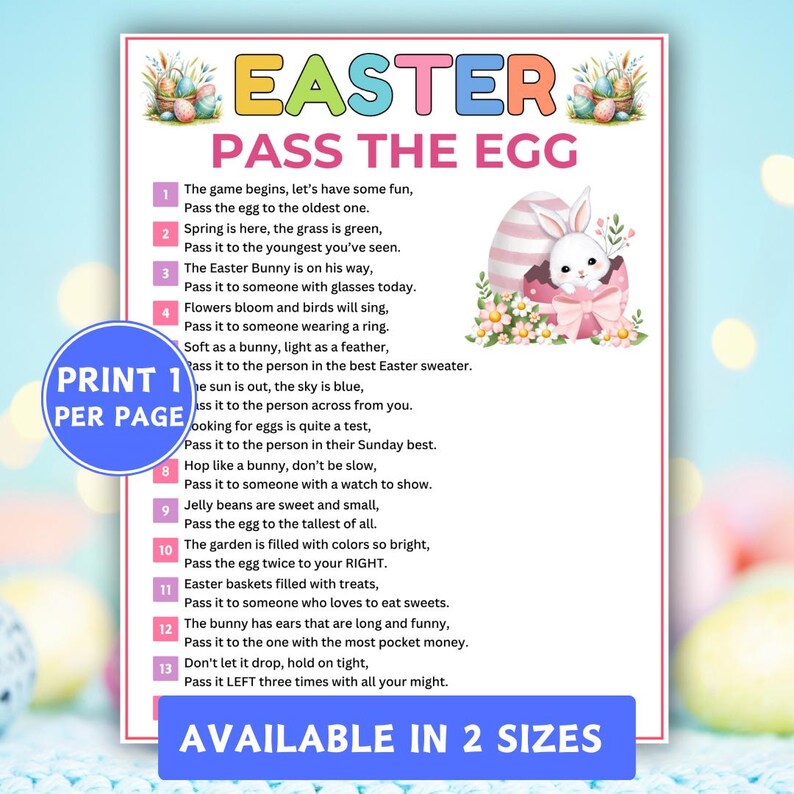 Pass the Egg Game, Fun Printable Easter Game for Kids, Pass the Prize ...