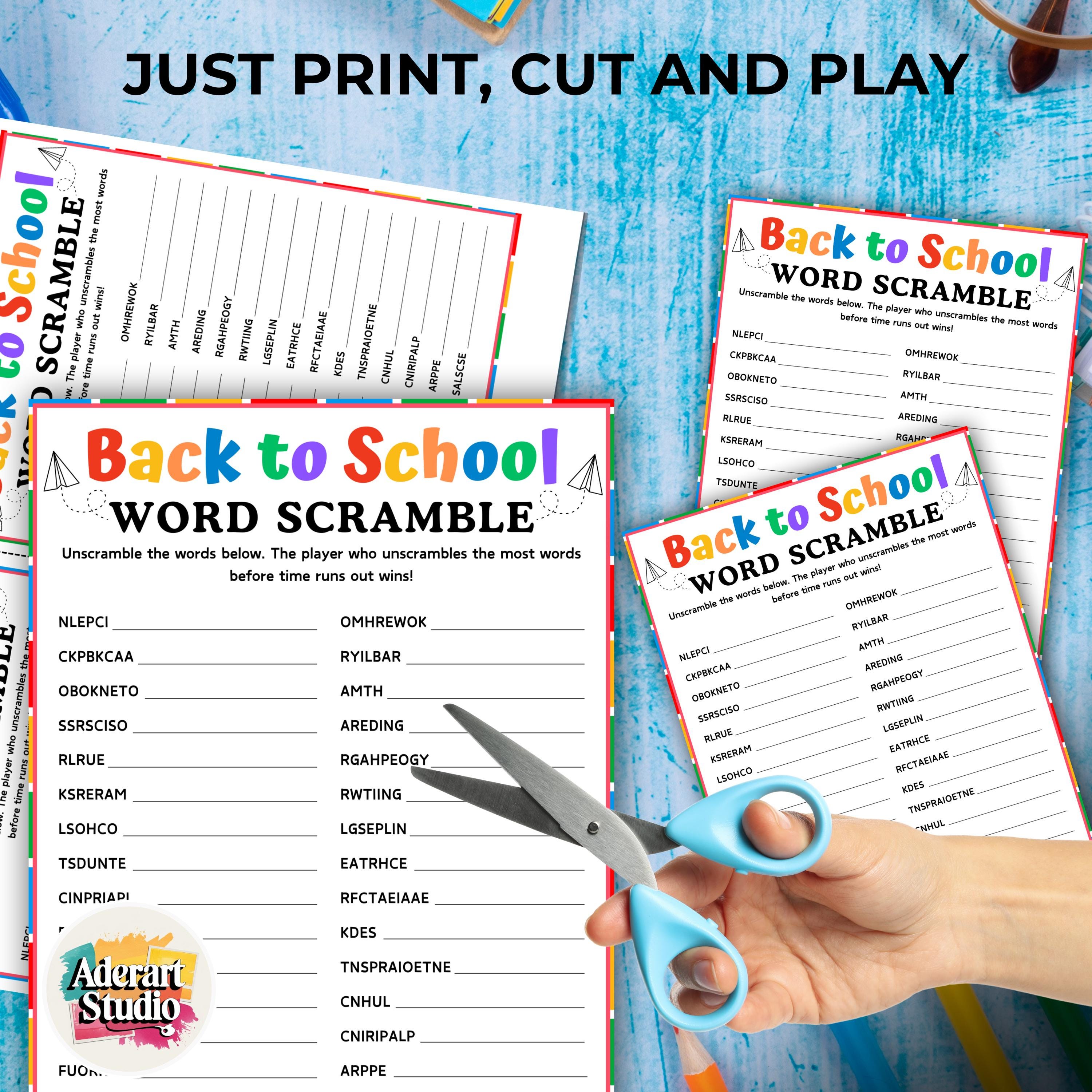 Back to School Word Scramble Game, Printable Back to School Games ...