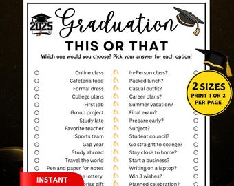 Graduation Would You Rather Game, Printable This or That Games ...