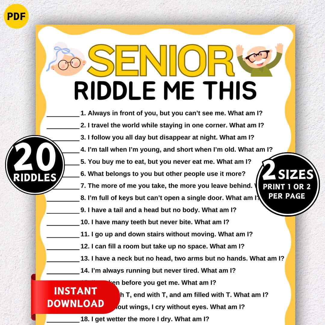 Senior Riddles Game, Senior Party Games, Riddle Quiz, Games for Senior ...