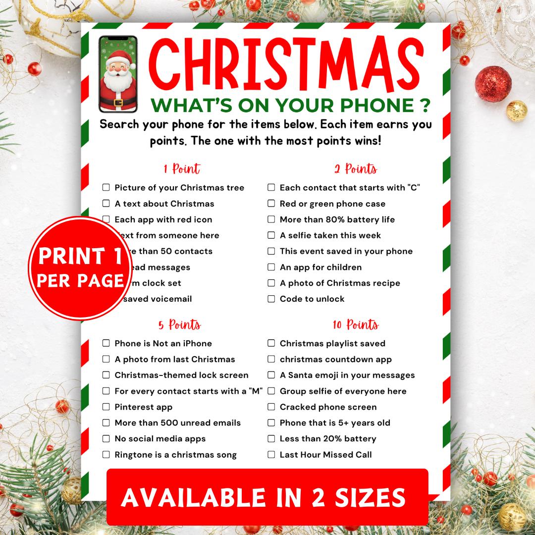 Christmas What's on Your Phone Game, Printable Christmas Party Games ...