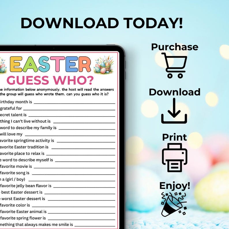 Easter Guess Who Game, Easter Party Who Am I Game, Printable Guessing ...