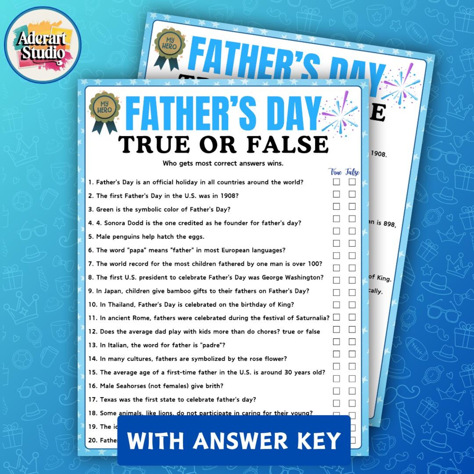 True or False Father's Day Game, Fathers Day Trivia Quiz, True or False ...