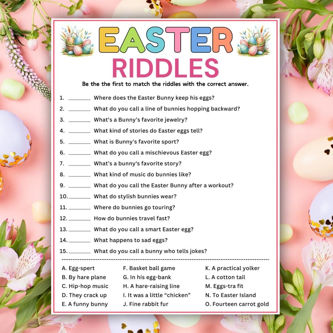 Easter Riddles Game With Answers, Printable Easter Games, Guess the ...