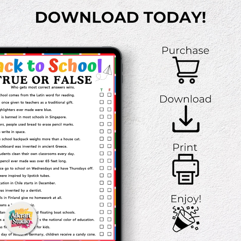 Back to School Trivia Game, True or False Game, Printable School Party ...