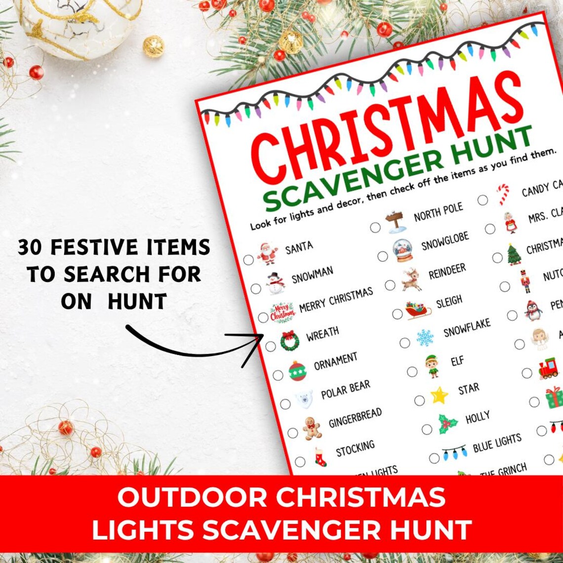 Christmas Lights Scavenger Hunt Game, Family Christmas Activity ...