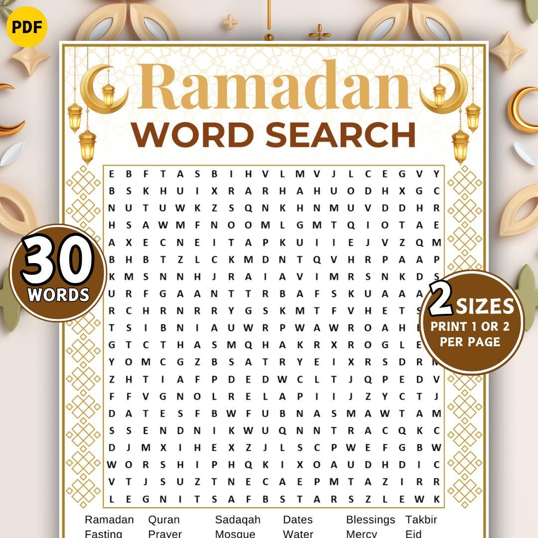 Ramadan Word Search Game, Printable Ramadan Game, Eid Party Games, Word ...