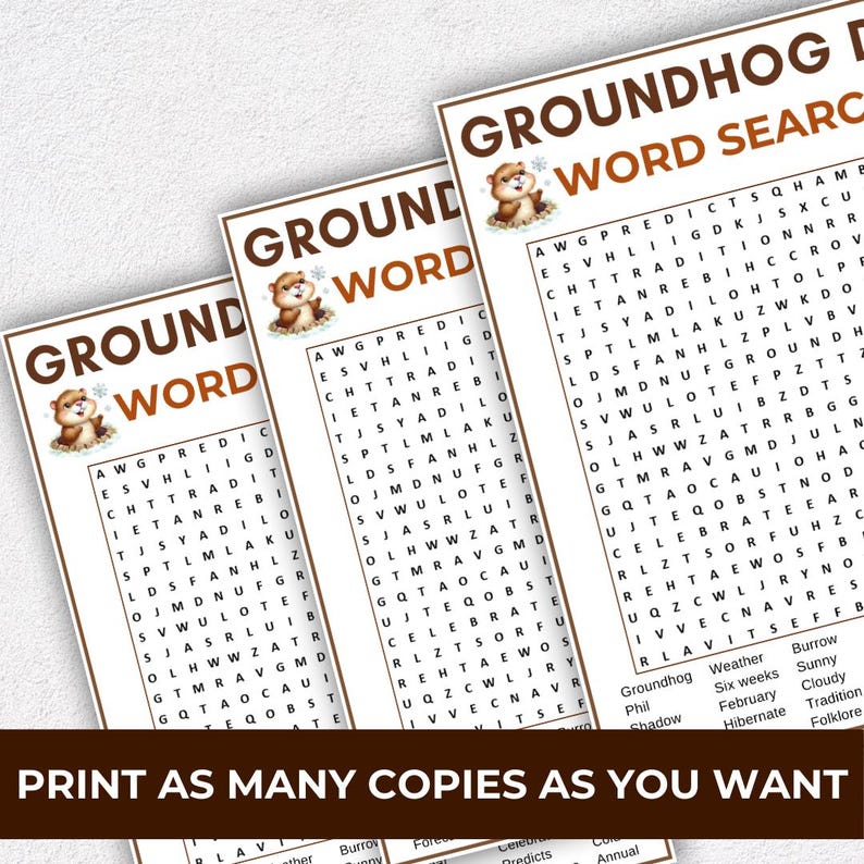 Groundhog Day Word Search Game, Groundhog Day Party Idea, Word Game ...