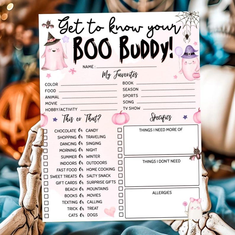 Halloween Boo Buddy Questionnaire, Editable Boo Buddy Canva Template ...
