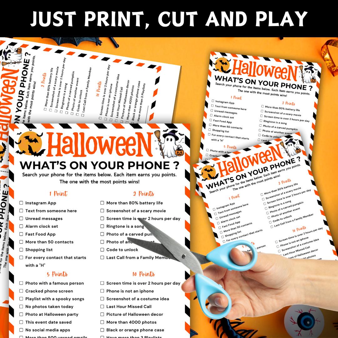 Halloween What's on Your Phone Game, Halloween Party Game, Printable ...