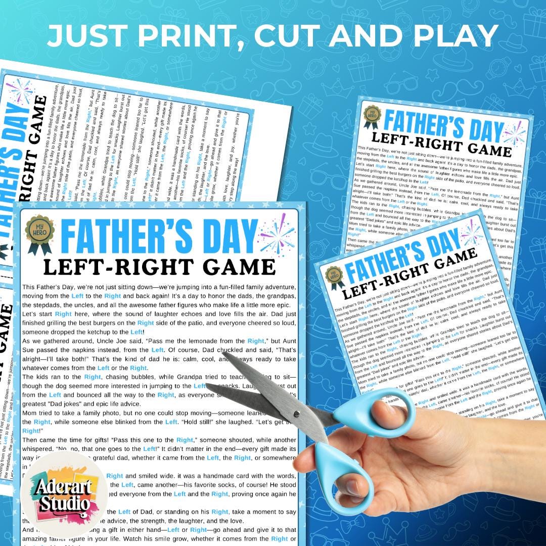 Left Right Father's Day Game, Pass the Prize Gift Exchange Game ...