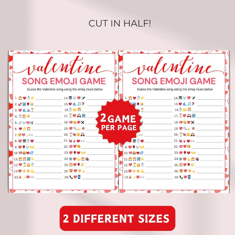Valentine's Day Song Emoji Game, Printable Valentines Songs Game, Guess ...