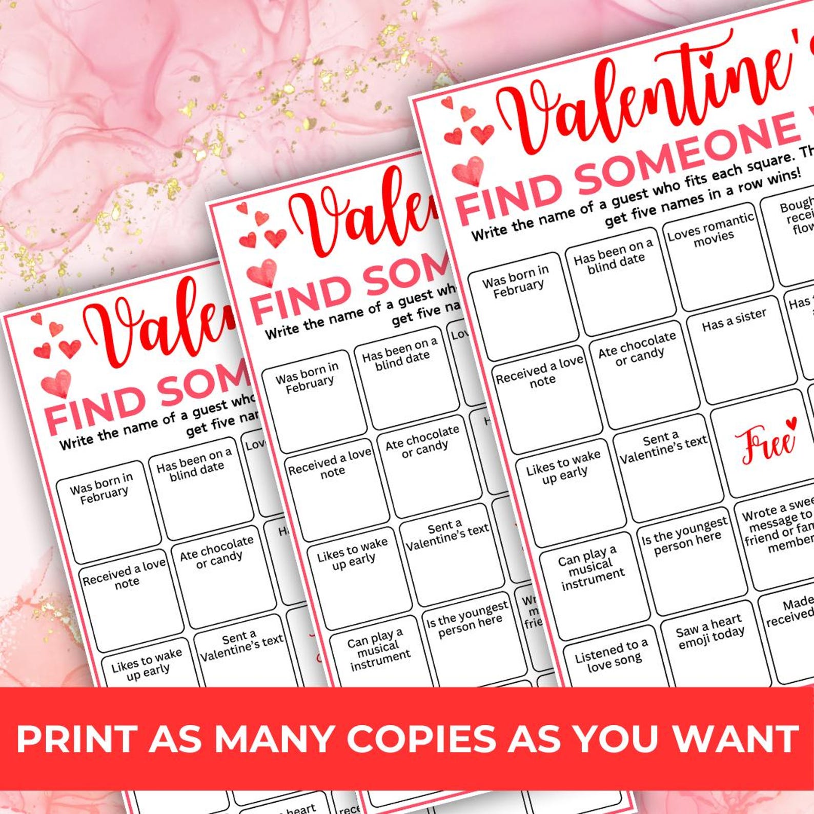 Valentines Day Find Someone Who Game, Valentine's Party Game, Find the ...