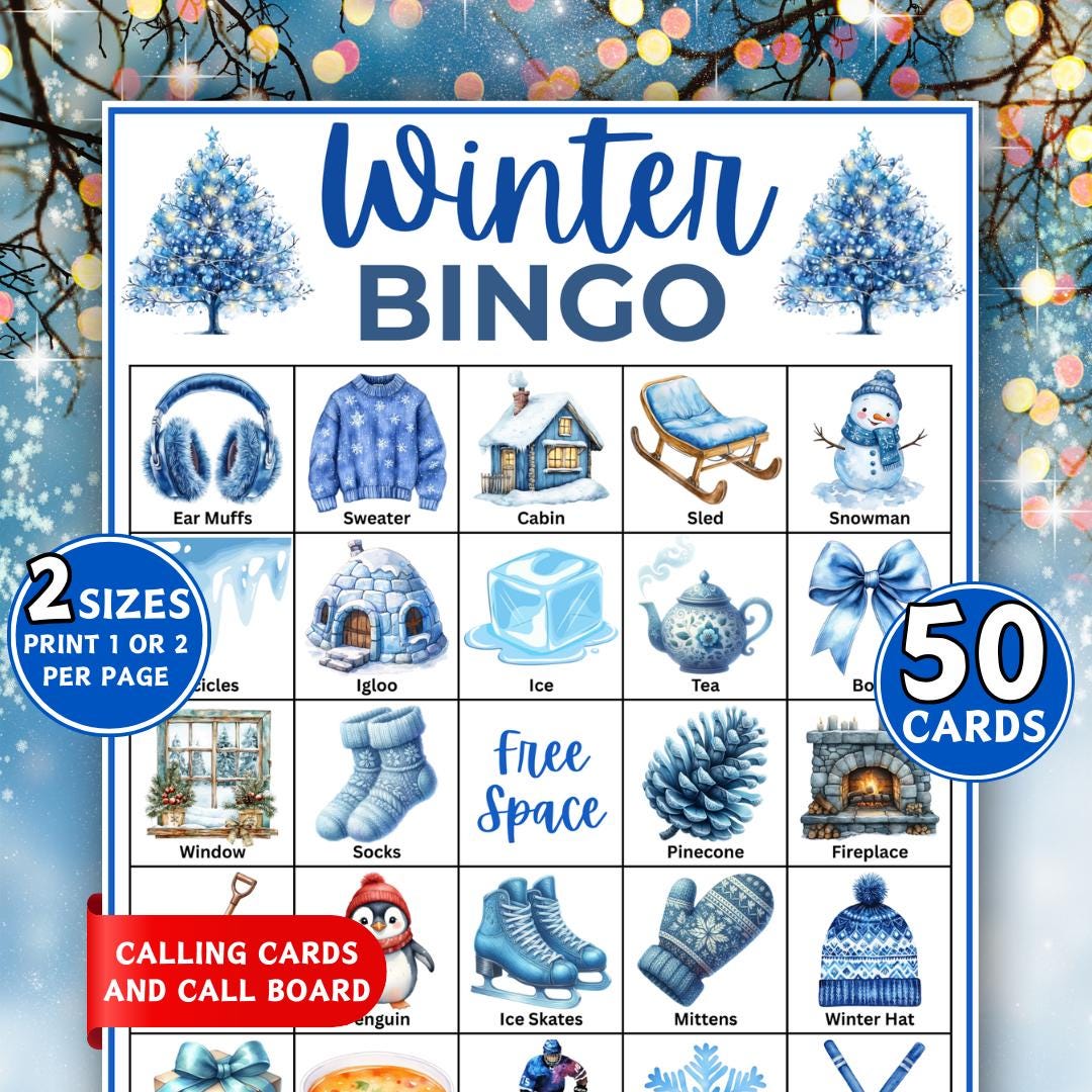 50 Winter Bingo Cards, Winter Bingo, Winter Themed Bingo Cards PDF ...