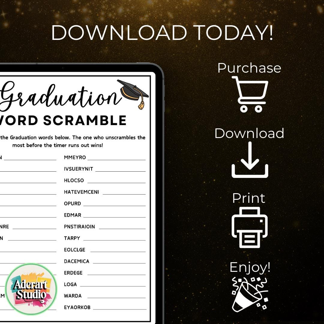 Graduation Word Scramble Game, Printable Graduation Party Games ...