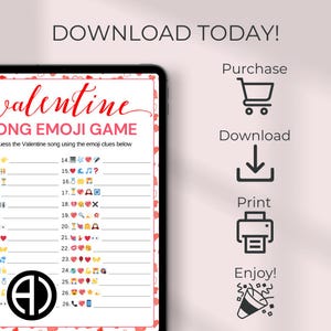 Valentine's Day Song Emoji Game, Printable Guess the Emoji Quiz ...