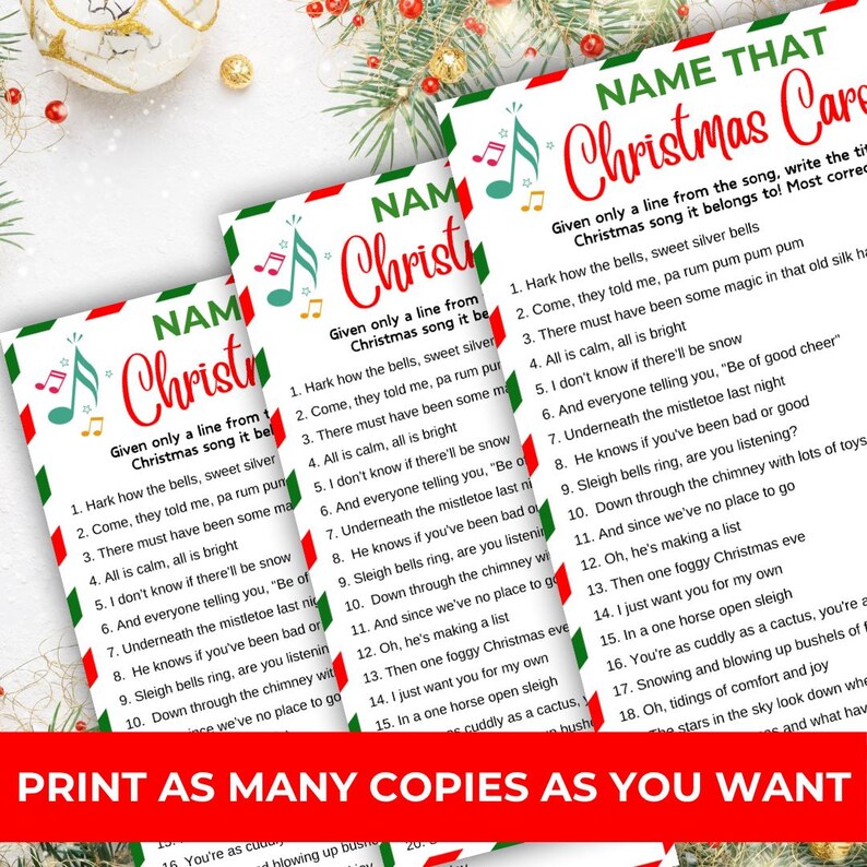 Name That Christmas Carol Game, Printable Christmas Game, Christmas ...