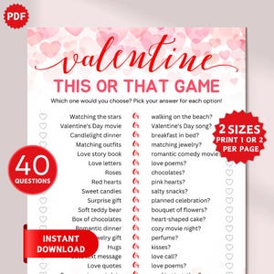 Printable Valentine's Day This or That Game, Would You Rather Questions ...