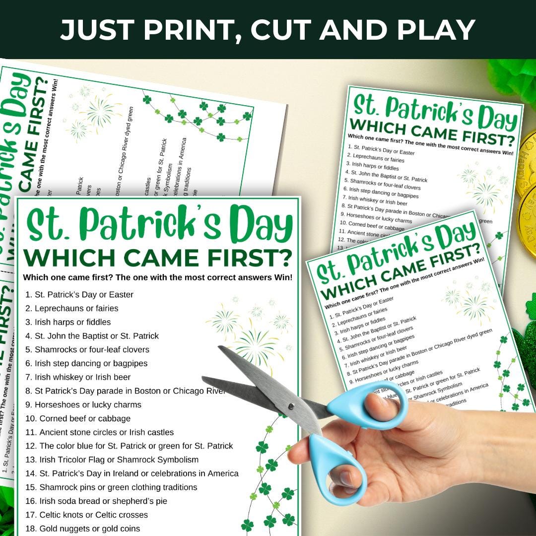 St. Patrick's Which Came First Game, St Patrick's Day Trivia Quiz ...