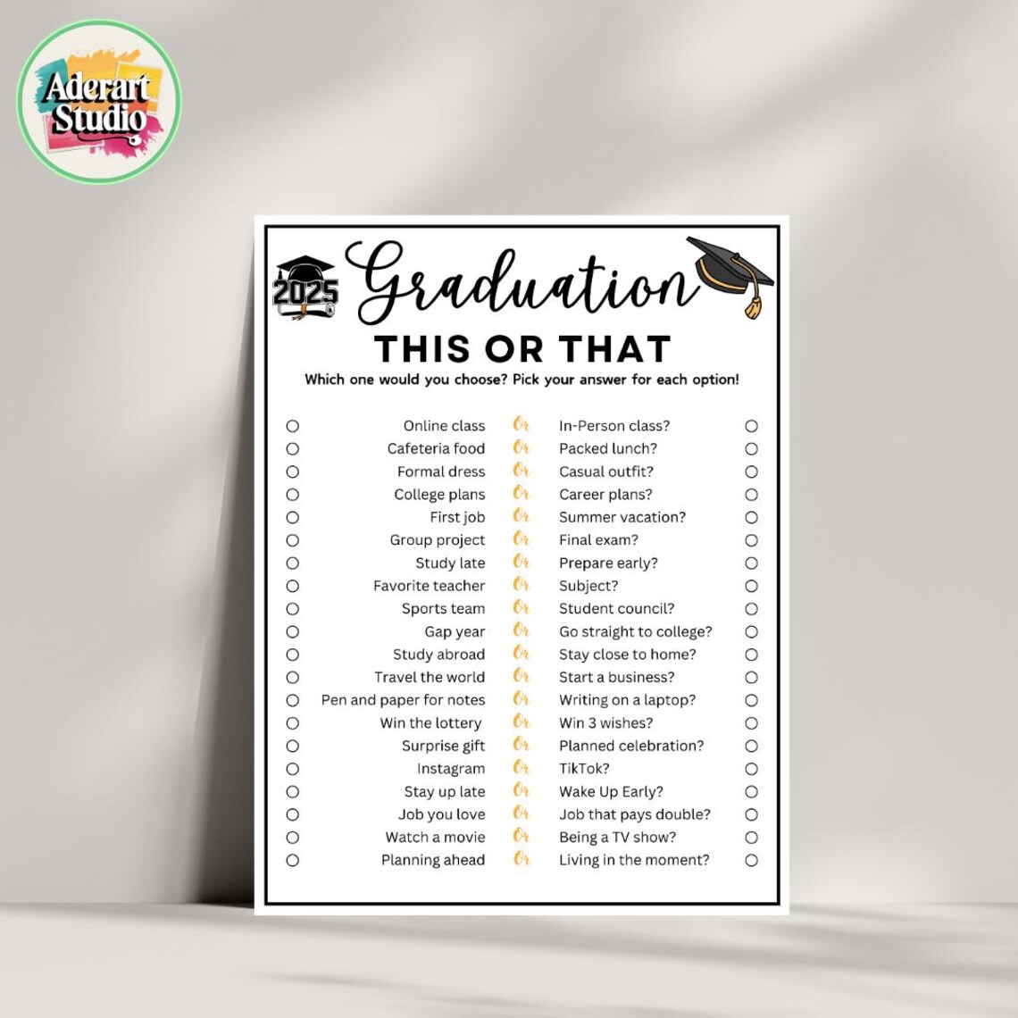 Printable This or That Graduation Game, Would You Rather, Graduation ...