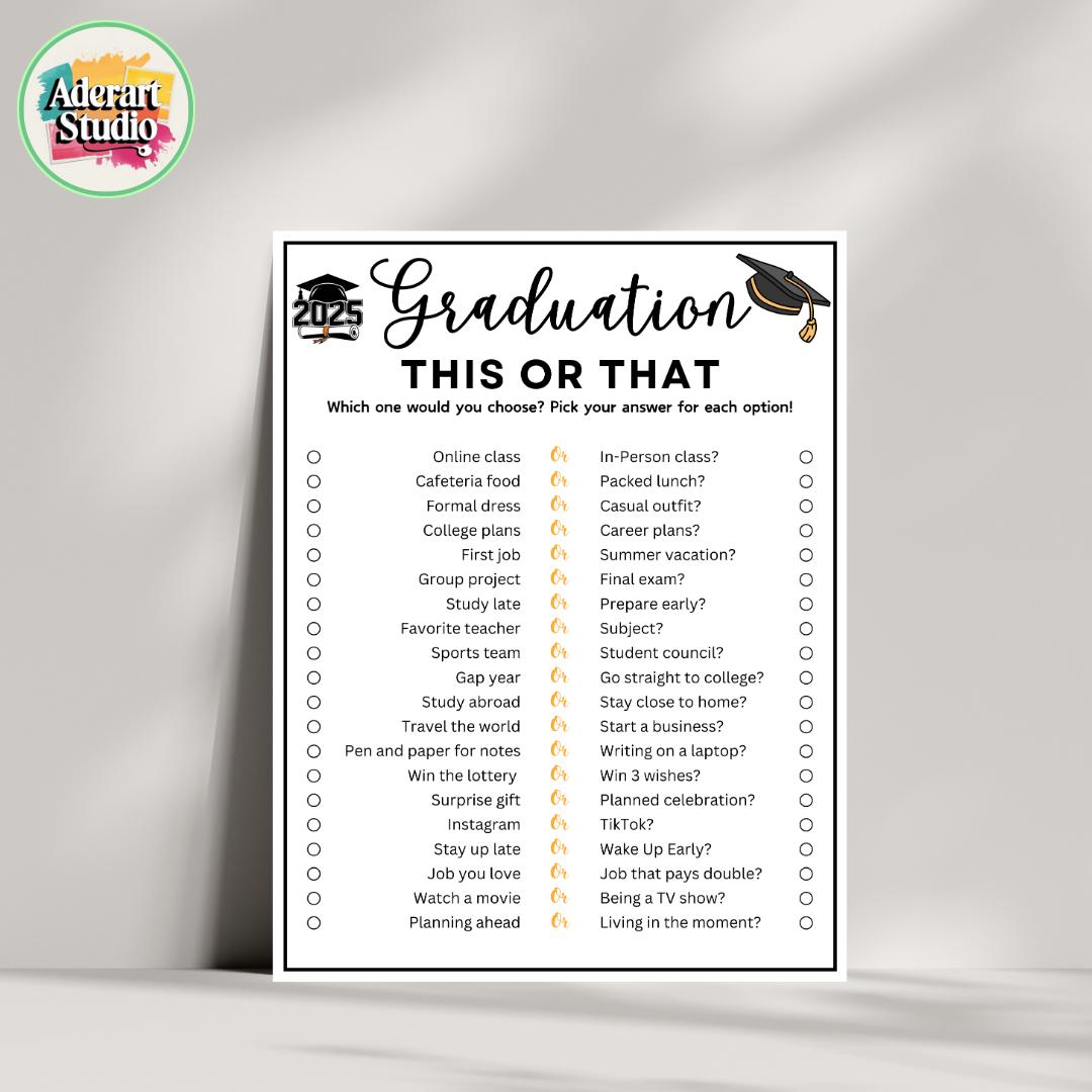 Printable This or That Graduation Game, Would You Rather, Graduation ...