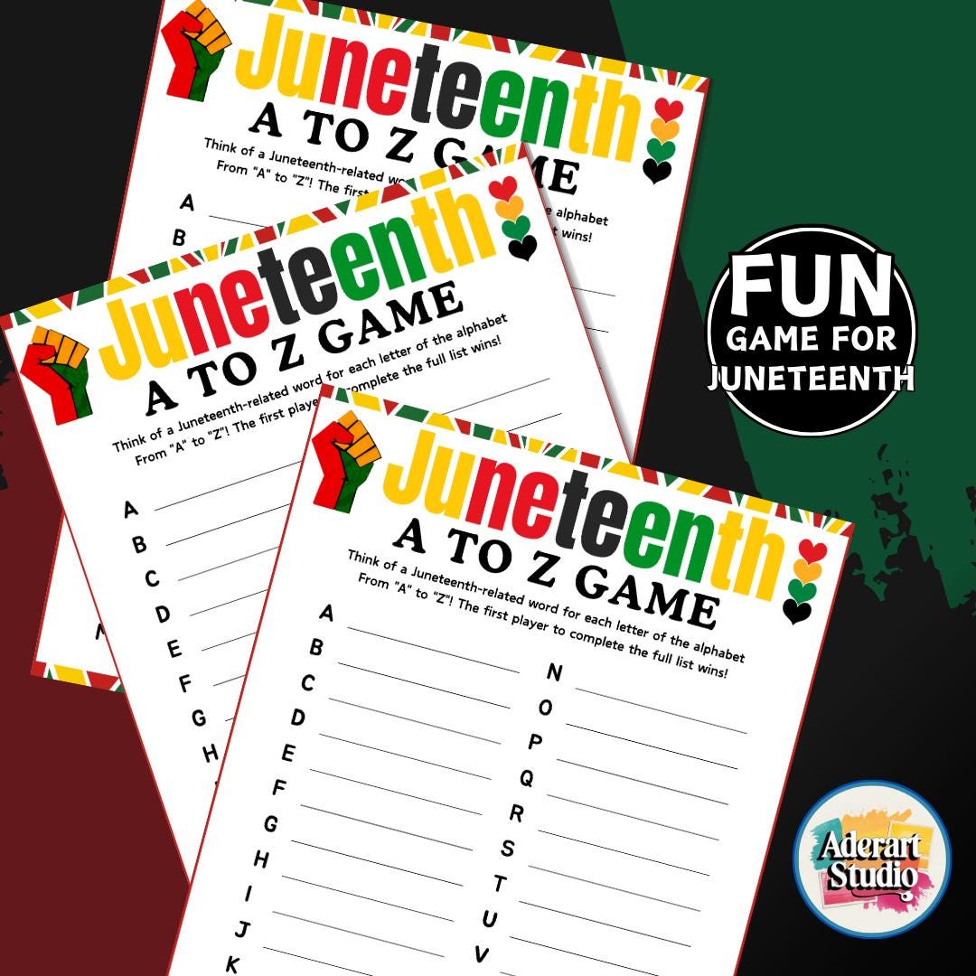Printable Juneteenth A to Z Game, A-Z Race Game, Juneteenth Games, Fun ...