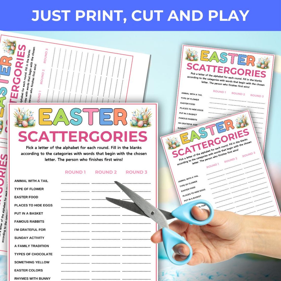 Easter Scattergories Game, Printable Easter Games, Category Challenge ...