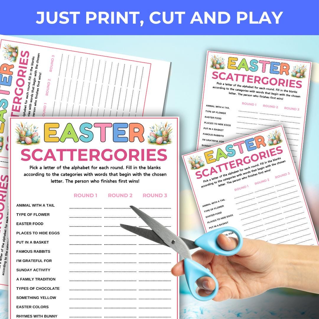 Easter Scattergories Game, Printable Easter Games, Category Challenge ...